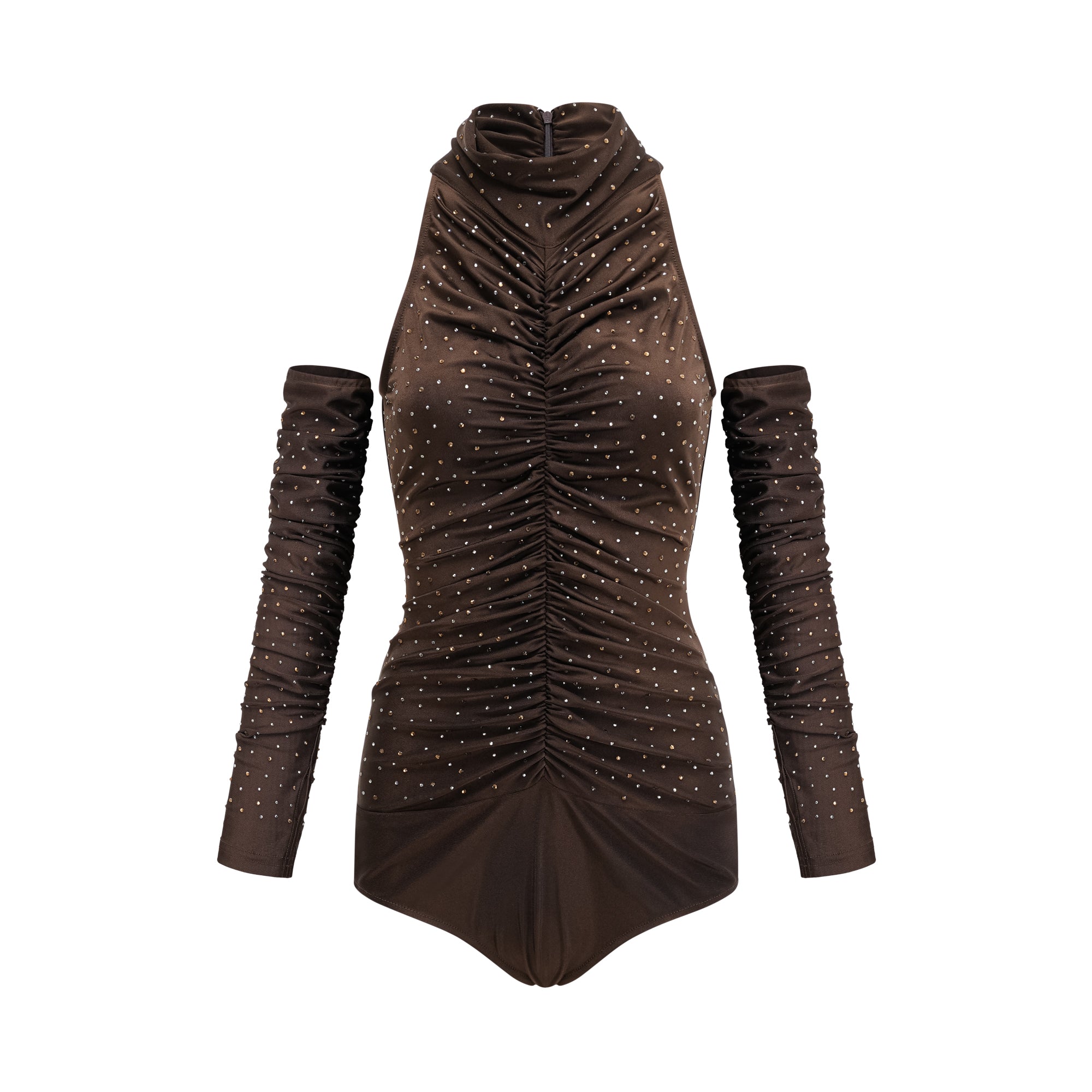 Rose-Suzette Kahverengi Kristal İşlemeli Body – Riosso